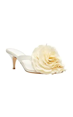 Magda Butrym Satin Cream With Flowers Thong Sandals