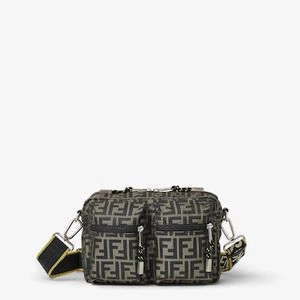 Fendi Camera Case In Technical Fabric With Ff Zucca Motif - Brown