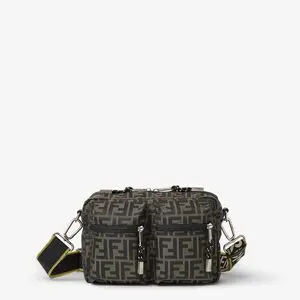 Fendi Camera Case In Technical Fabric With Ff Zucca Motif - Brown