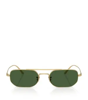 Oliver Spencer Steel 1989c Rectangle Sunglasses - Gold
