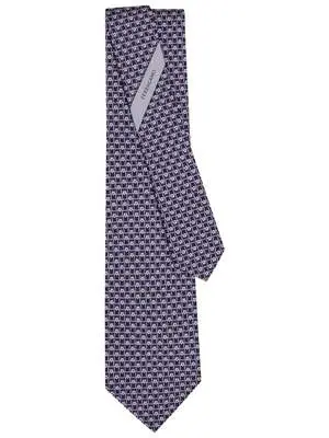 FERRAGAMO Printed Silk Neck Tie - Blue