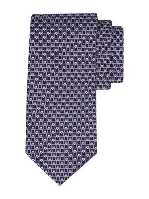 FERRAGAMO Printed Silk Neck Tie - Blue