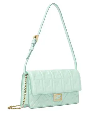 Fendi Baguette Wallet On Chain In Nappa Leather With Ff Motif