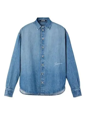 Jacquemus La Chemise De-nimes Simon With Embroidered Logo - Blue