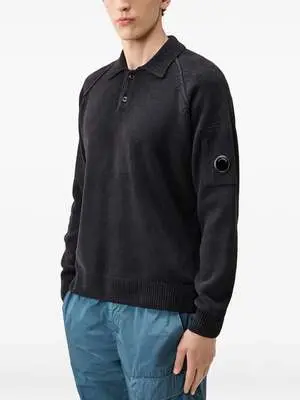 C.P. COMPANY Lens-detail Ribbed Polo Shirt