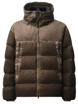 C.P. COMPANY Goggle Detail Quilted Down Jacket - Brown