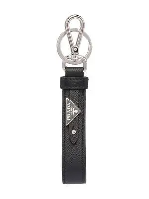 Prada Portachiavi In Pelle Saffiano - Black
