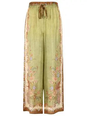 Zimmermann Indra Khaki Silk Pants - Green