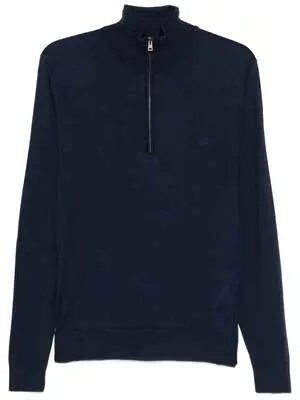 Etro Fuji Knitted Quarter Zip Jumper - Blue