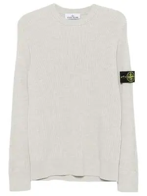Stone Island Crewneck Sweater With Ribbed Trims - Multicolor