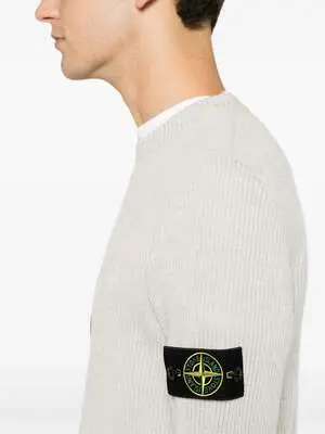 Stone Island Crewneck Sweater With Ribbed Trims - Multicolor