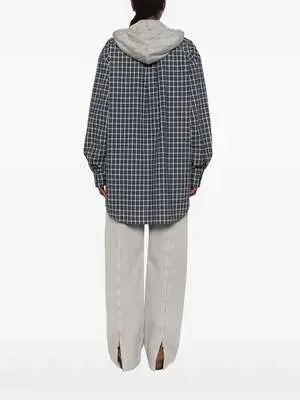 Miu Miu Check-pattern Hooded Shirt