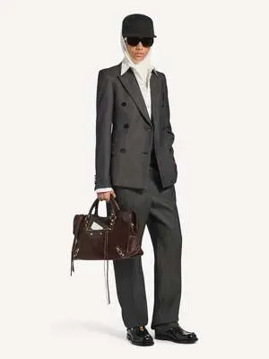 Balenciaga Double-breasted Tailored Jacket In Wool Twill In Denim Look