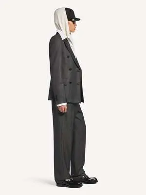 Balenciaga Double-breasted Tailored Jacket In Wool Twill In Denim Look