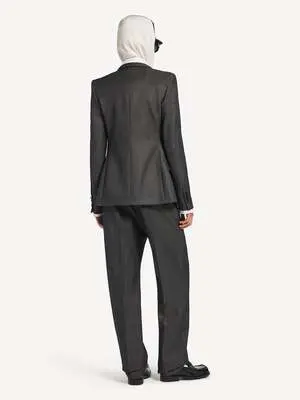Balenciaga Double-breasted Tailored Jacket In Wool Twill In Denim Look