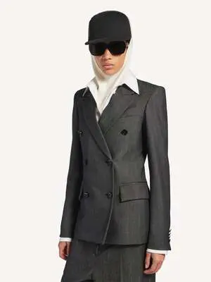 Balenciaga Double-breasted Tailored Jacket In Wool Twill In Denim Look
