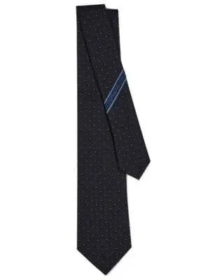 FERRAGAMO Gancini Silk Jacquard Neck Tie - Black