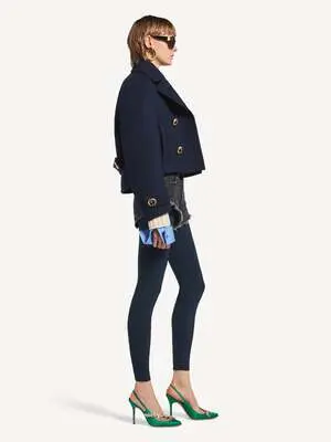 Balenciaga Cropped Peacoat In Textured Wool