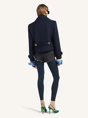 Balenciaga Cropped Peacoat In Textured Wool