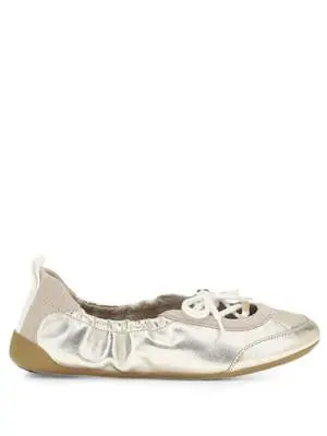 Chloé Kick Ballerina Sneakers In Metallic Nappa Sheepskin And Suede - Silver