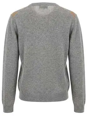 Prada Argyle Pattern V-neck Cashmere Sweater - Gray