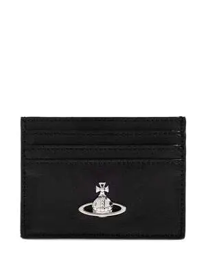 VIVIENNE WESTWOOD Flat Card Holder In Washed-look Leather