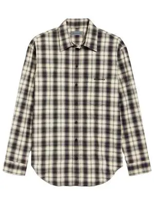Balenciaga Regular Fit Shirt In Check Cotton Flannel - White