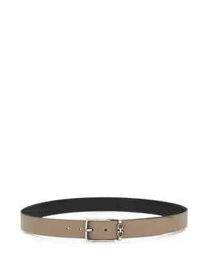 FERRAGAMO Reversible And Adjustable Belt With Rectangular Buckle - Brown