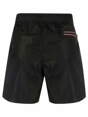 Moncler Technical Nylon Logo Patch Swim Shorts - Black