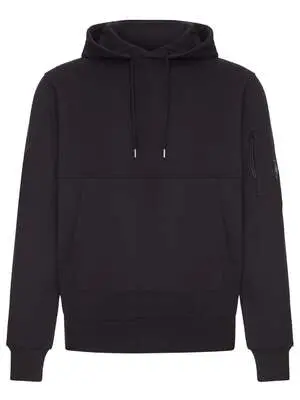 C.P. COMPANY Diagonal Raised Fleece Hooded Lens Sweatshirt - Black