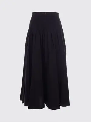 Max Mara Pleated Cotton Maxi Skirt - Black