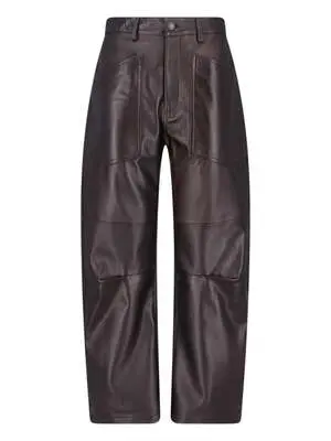 NILI LOTAN High-waist Leather Cargo Pants