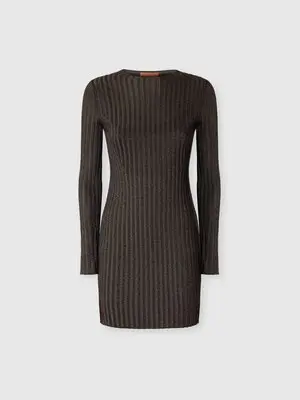 Missoni Ribbed Viscose Lamé Mini Dress - Brown