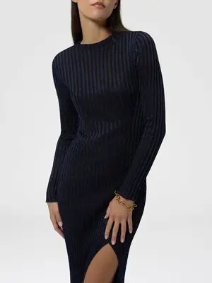 Missoni Ribbed Long Dress With Slit - Navy Blue
