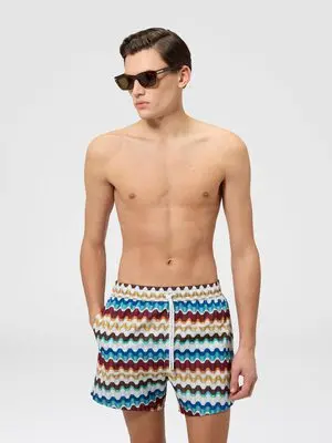 Missoni Printed Swim Shorts With Greek Key Motif