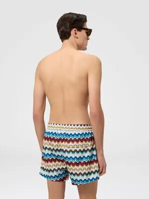 Missoni Printed Swim Shorts With Greek Key Motif