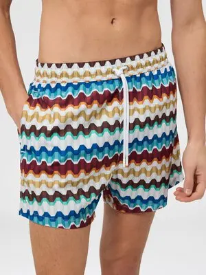 Missoni Printed Swim Shorts With Greek Key Motif