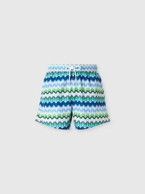 Missoni Printed Swim Shorts With Greek Key Motif