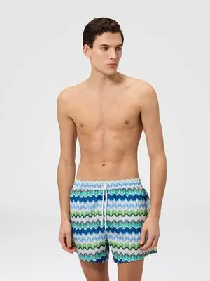 Missoni Printed Swim Shorts With Greek Key Motif