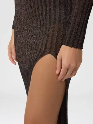 Missoni Ribbed Viscose Lamé Midi Skirt With Slit