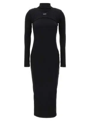 Off-White Off Stamp Rib Dress - Black