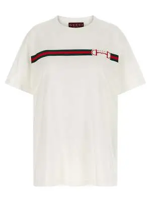 Gucci Nastro Web Print Cotton T-shirt - White