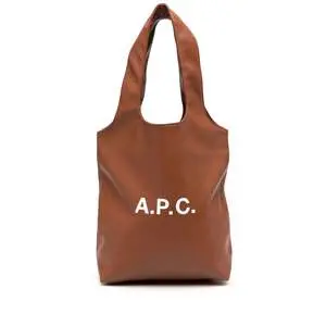 A.p.c. Caramel Faux Leather Logo Tote Bag - Brown