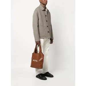 A.p.c. Caramel Faux Leather Logo Tote Bag - Brown