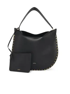 Isabel Marant Étoile ISABEL MARANT Oskan Soft Leather Hobo Bag With Stud Embellishments Black