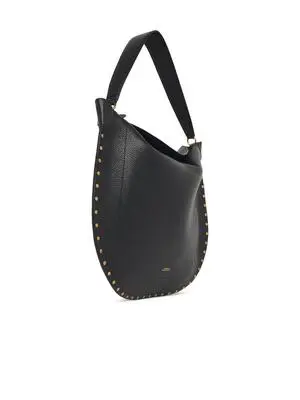 Isabel Marant Étoile Oskan Soft Leather Hobo Bag With Stud Embellishments - Black