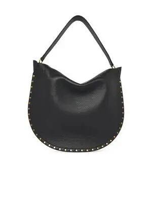Isabel Marant Étoile Oskan Soft Leather Hobo Bag With Stud Embellishments - Black