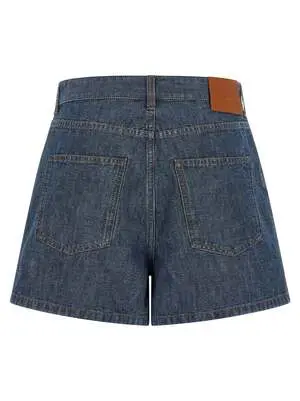 Fendi Chambray Denim High-waisted Flare Shorts - Blue