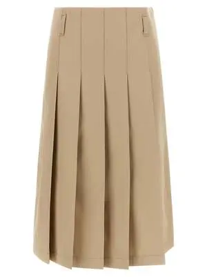 A.p.c. Pleated Midi Skirt In Organic Cotton - Cream