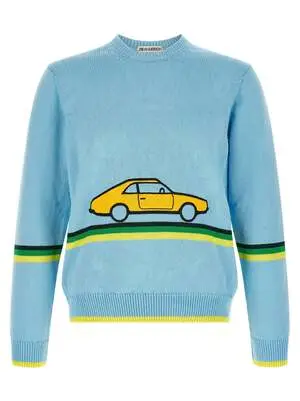 JW Anderson Car" Graphic Knit Crewneck Sweater - Blue